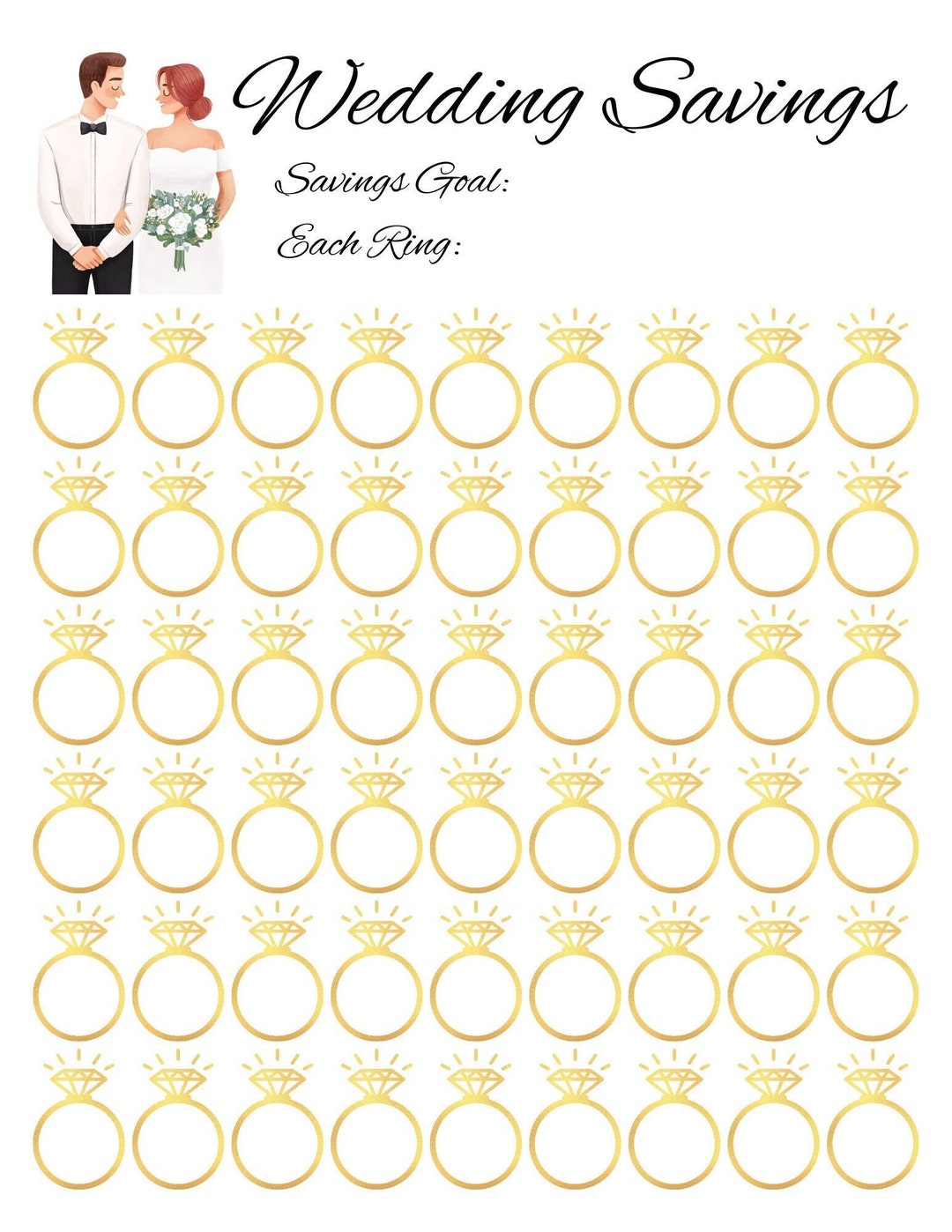 Wedding Savings Tracker Wedding Goal Challenge - Etsy