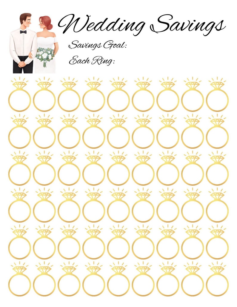 Wedding Savings Tracker Wedding Goal Challenge - Etsy