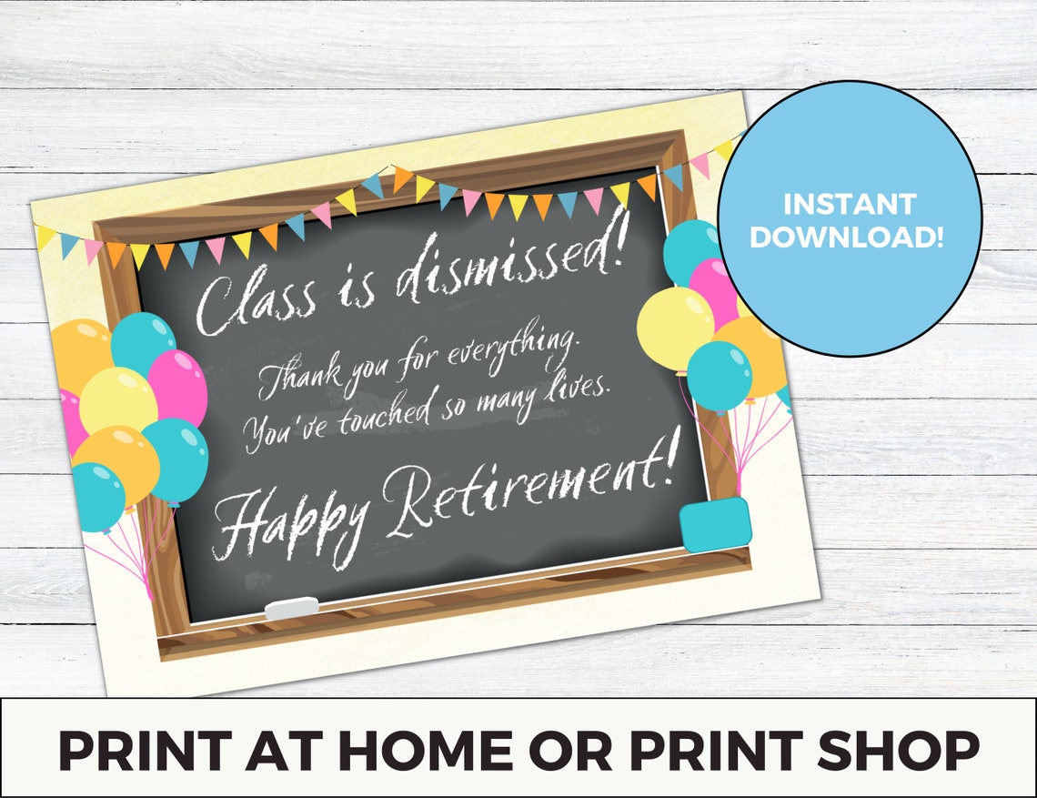 Teacher Retirement Card Retirement Card Printable Farewell Card for ...