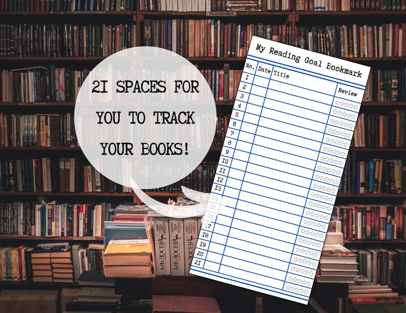 Printable Bookmark Tracker | Printable Reading Tracker | Library Card ...