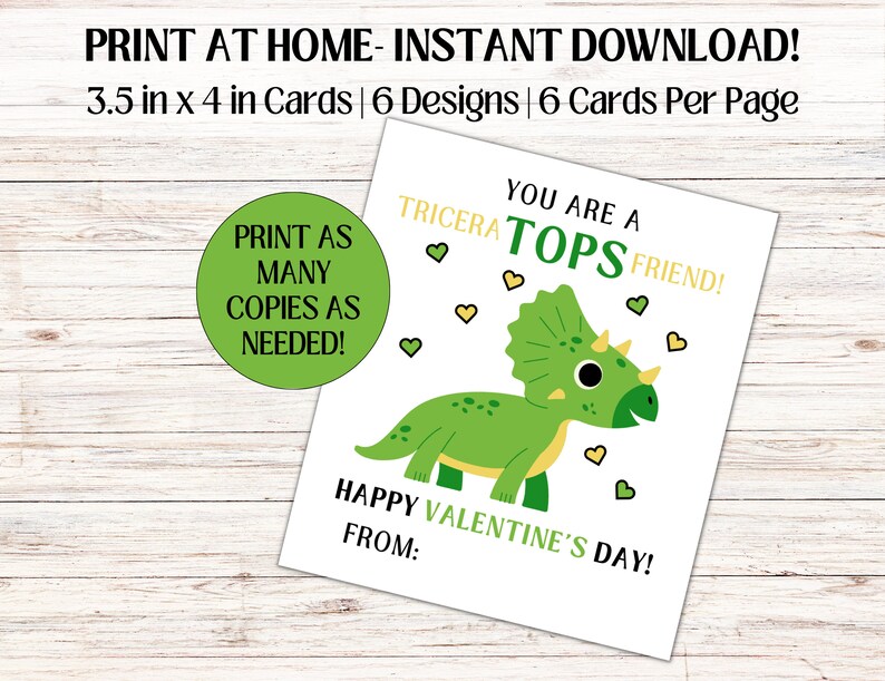 Dinosaur Valentine Printable for Kids | Valentine's Cards Set ...