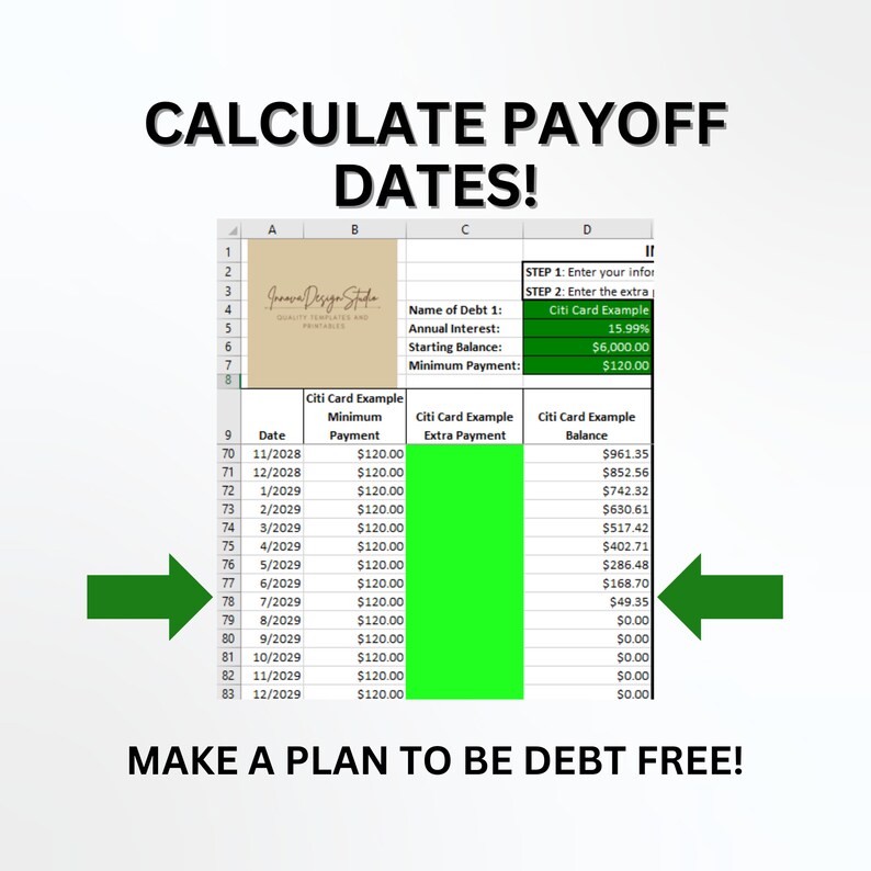 Debt Payoff Tracker, Debt Snowball Budget Spreadsheet, Excel Budget ...