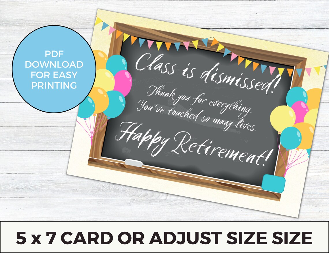 Teacher Retirement Card | Retirement Card Printable | Farewell Card for ...