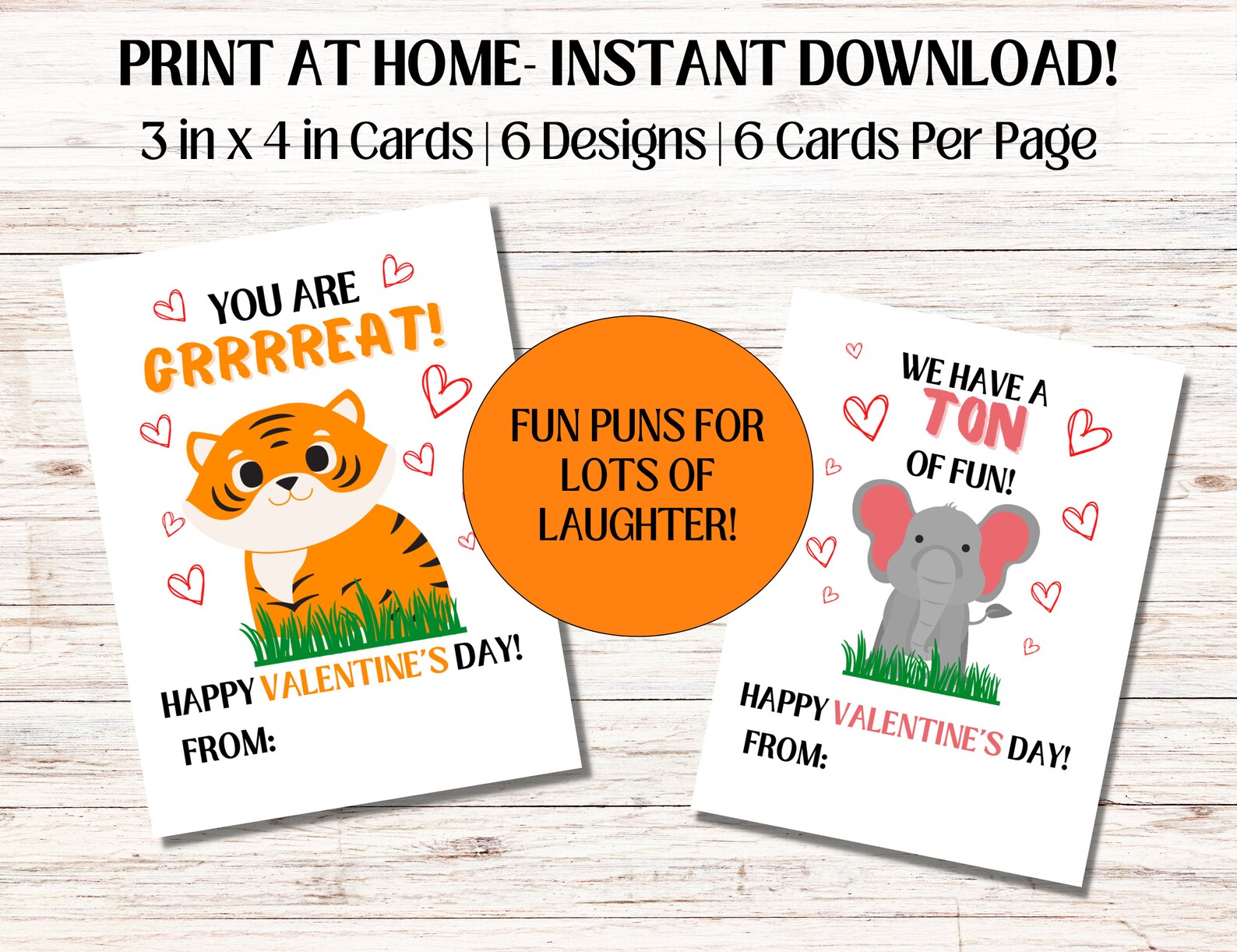 Wild Animal Valentine's Day Cards for Kids | Jungle Instant Printable ...