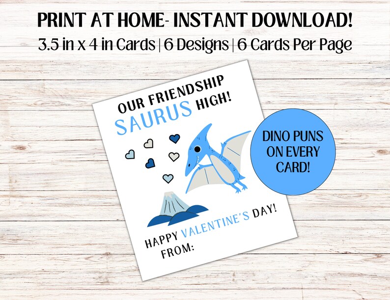 Dinosaur Valentine Printable for Kids | Valentine's Cards Set ...