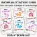 Unicorn Valentine Cards, Kids Valentine Cards, Printable School ...