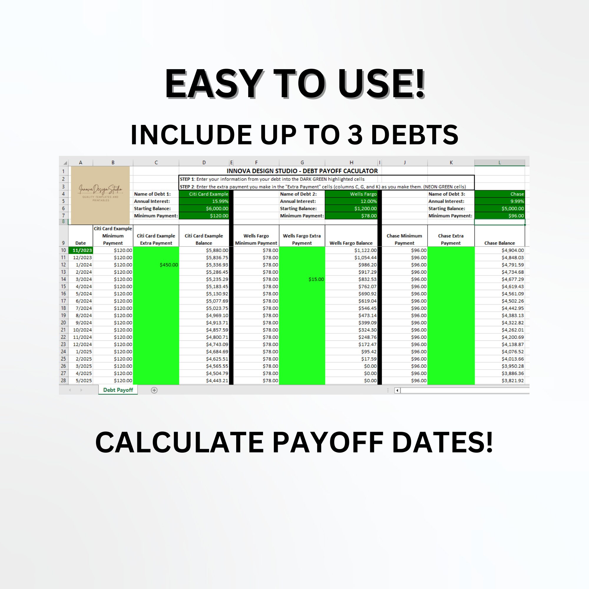 Debt Payoff Tracker | Debt Snowball Excel Spreadsheet | Credit Card ...