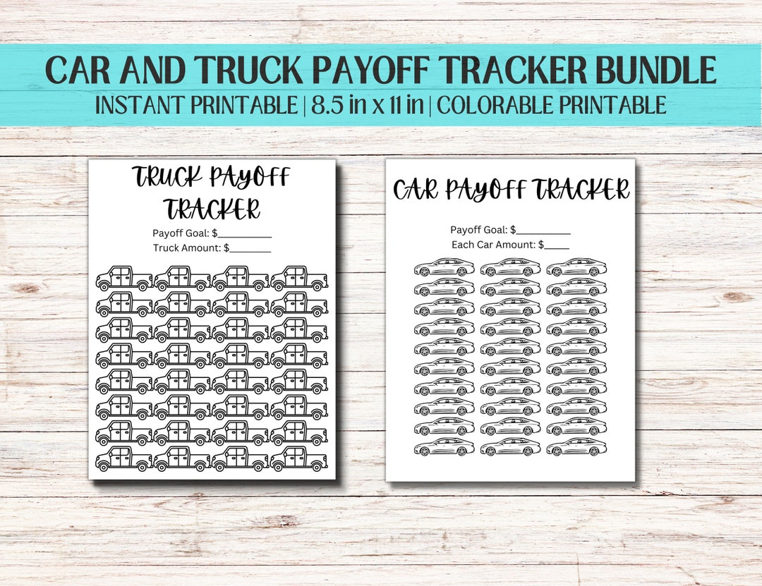 Car and Truck Payoff Tracker Printable Bundle | Vehicle Payoff ...