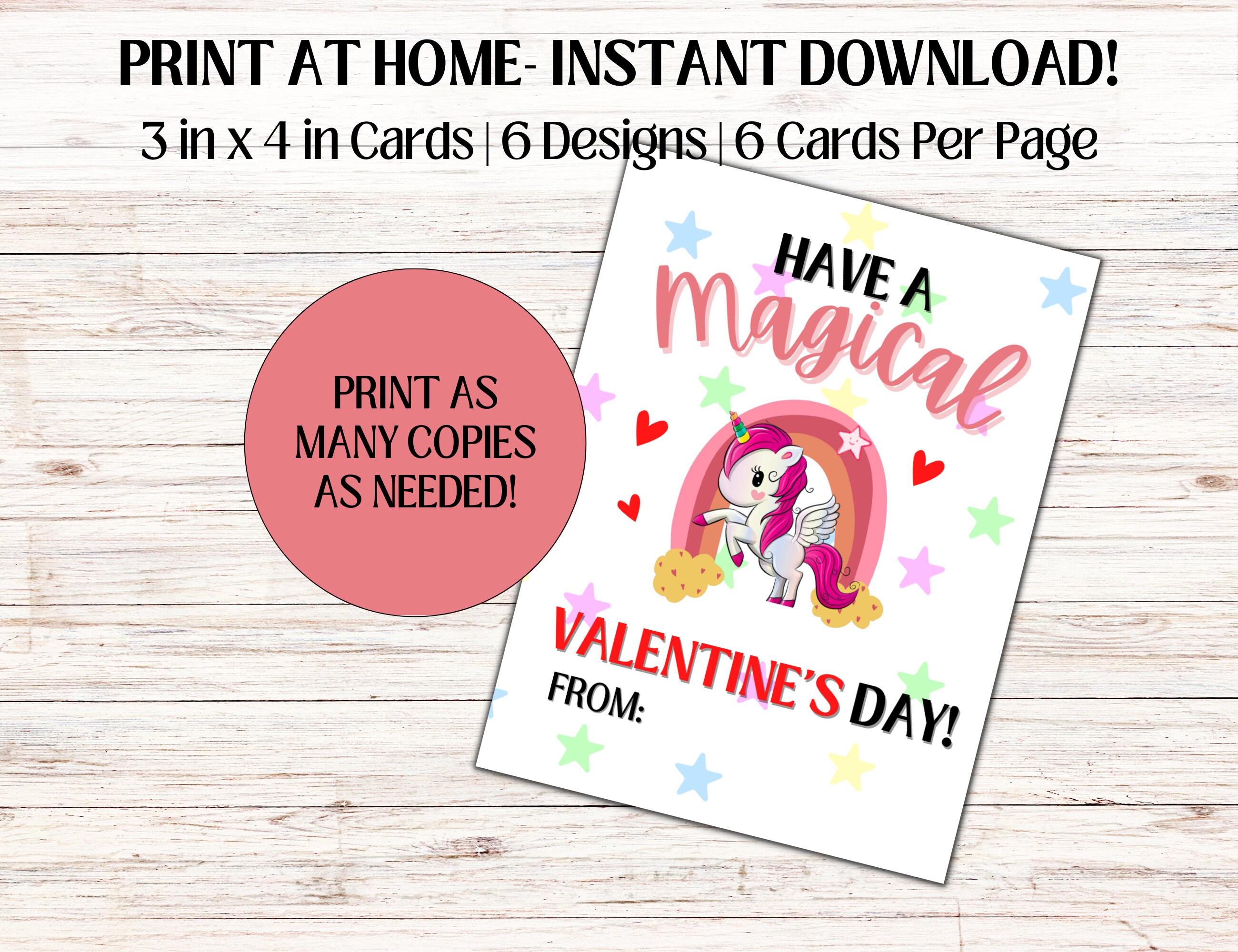 Unicorn Valentine Cards, Kids Valentine Cards, Printable School ...
