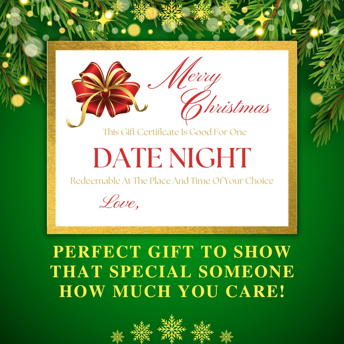 Christmas Date Night Gift Certificate | Holiday Gift Certificate | DIY ...