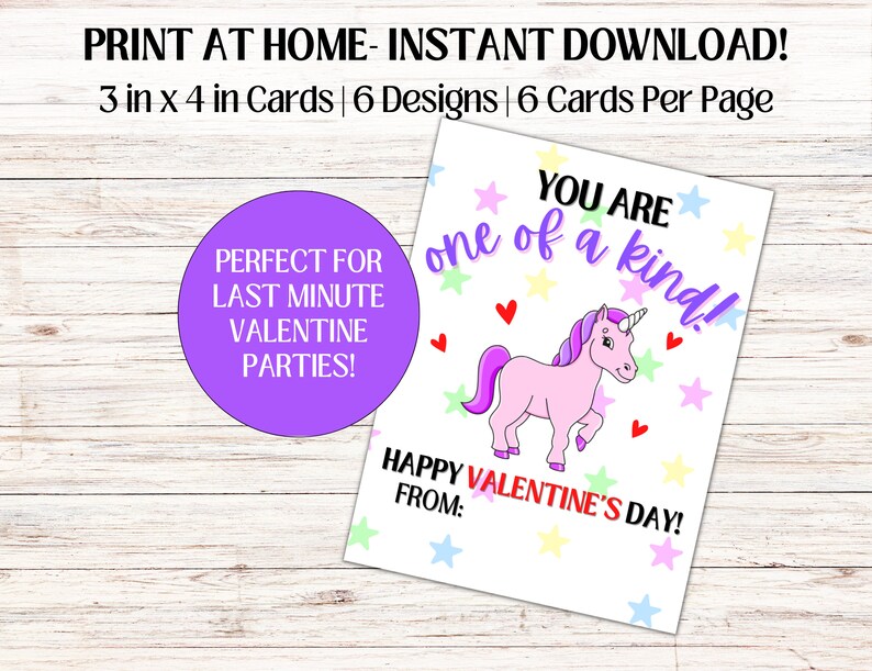 Unicorn Valentine Cards, Kids Valentine Cards, Printable School ...