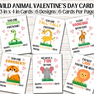 Wild Animal Valentine's Day Cards for Kids | Jungle Instant Printable ...