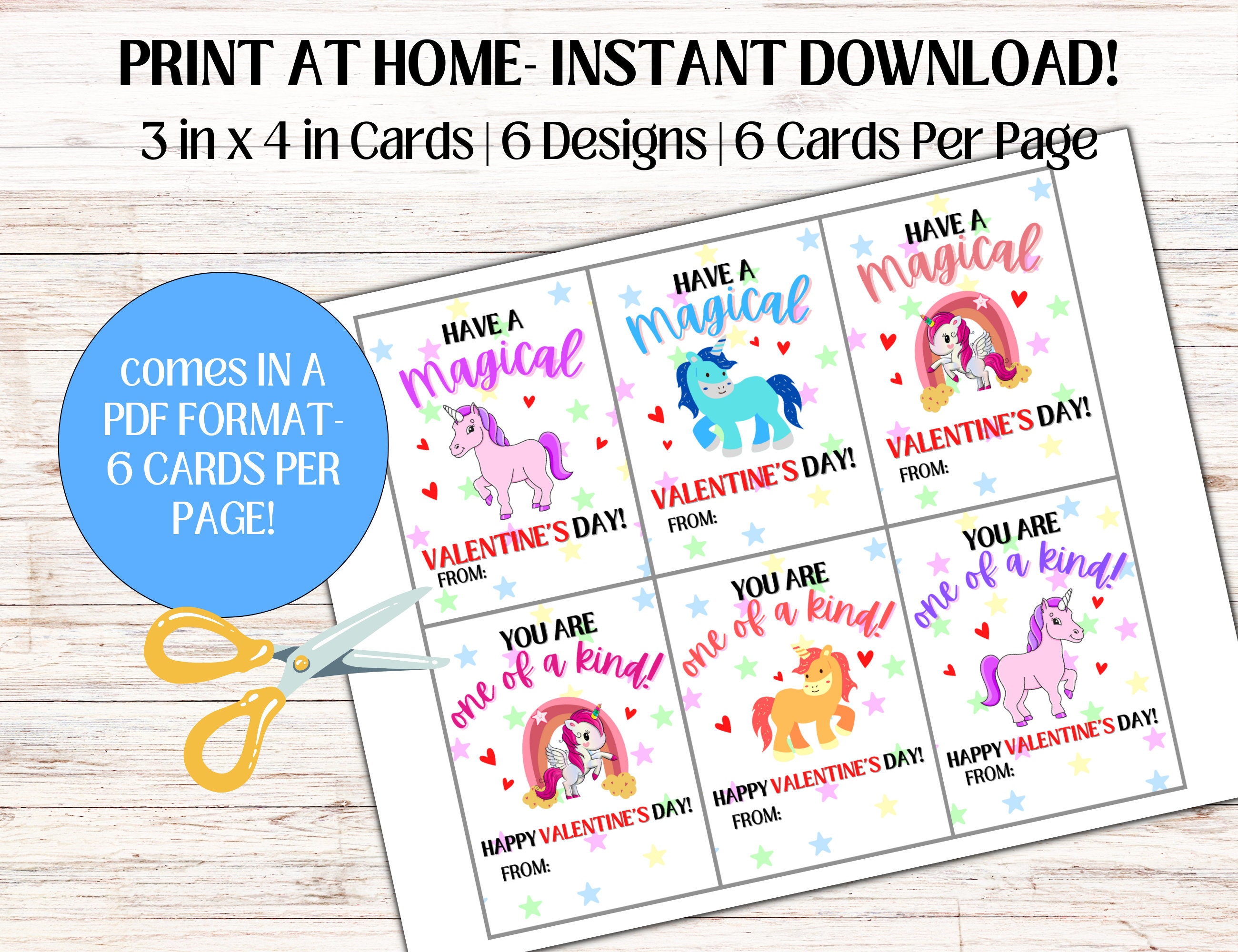 Unicorn Valentine Cards, Kids Valentine Cards, Printable School ...