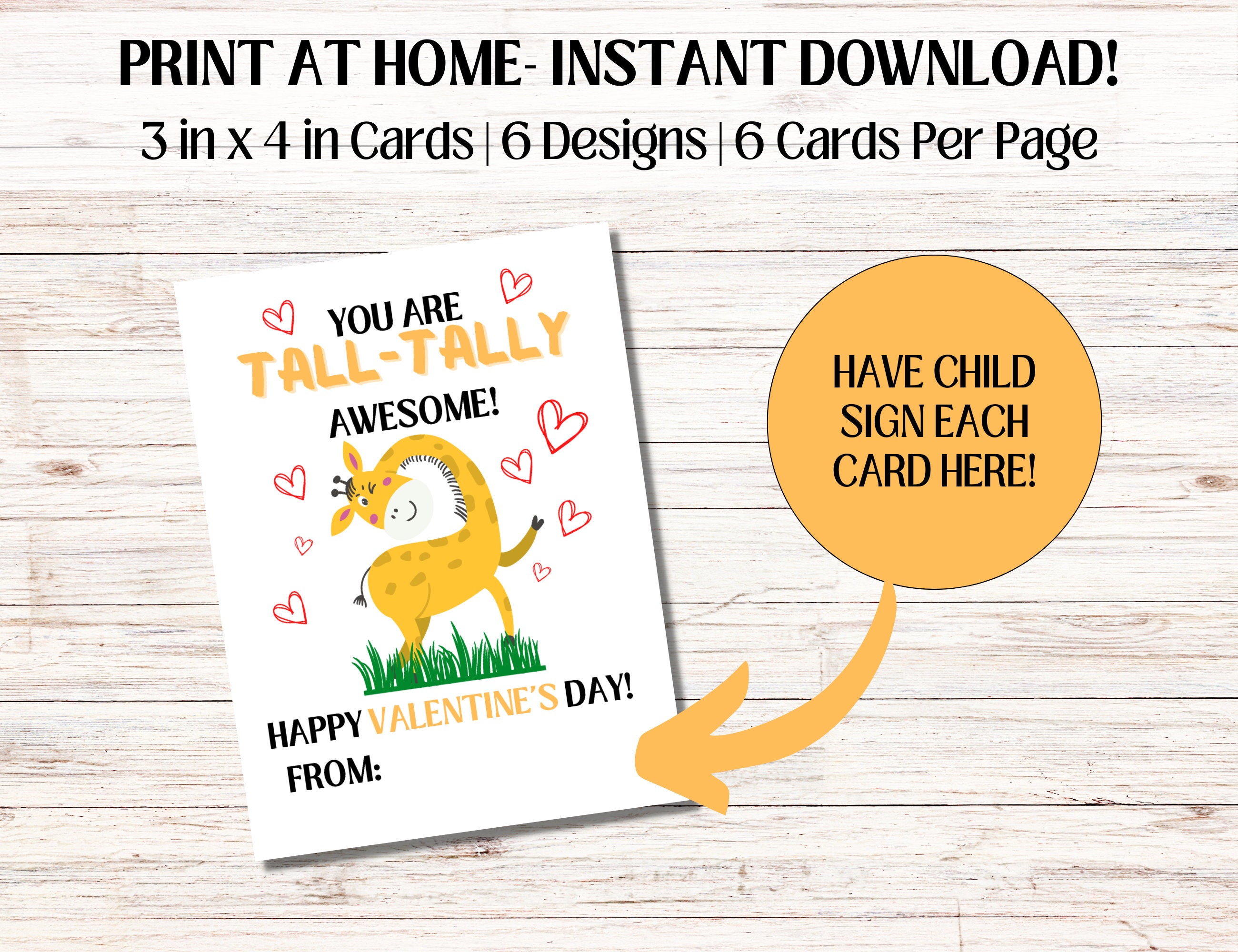 Wild Animal Valentine's Day Cards for Kids | Jungle Instant Printable ...