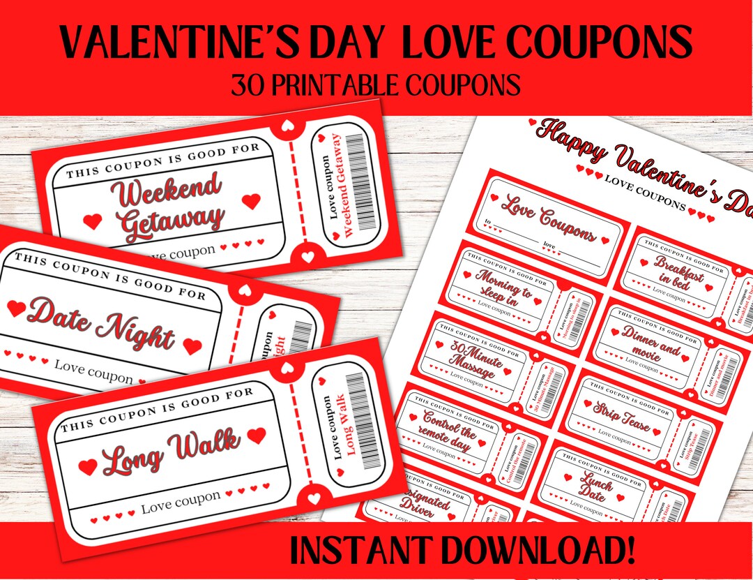 Love Coupons | Valentines Day Coupons for Her | Valentines Day Gift ...