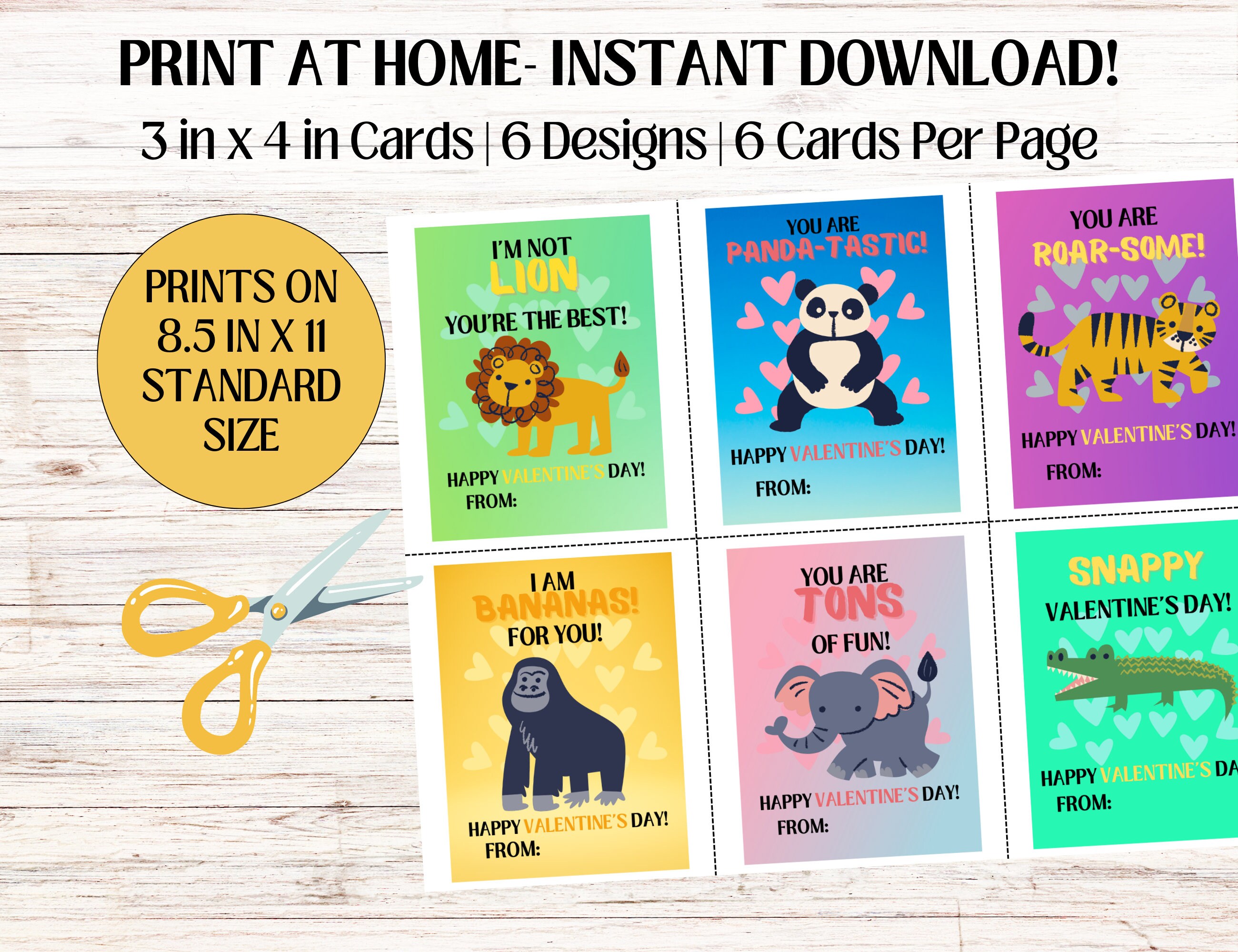 Animal Valentine Printable Cards for Kids| Wild Animal Valentine's Day ...