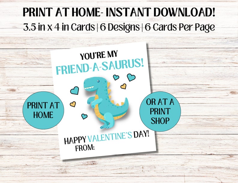 Dinosaur Valentine Printable for Kids | Valentine's Cards Set ...