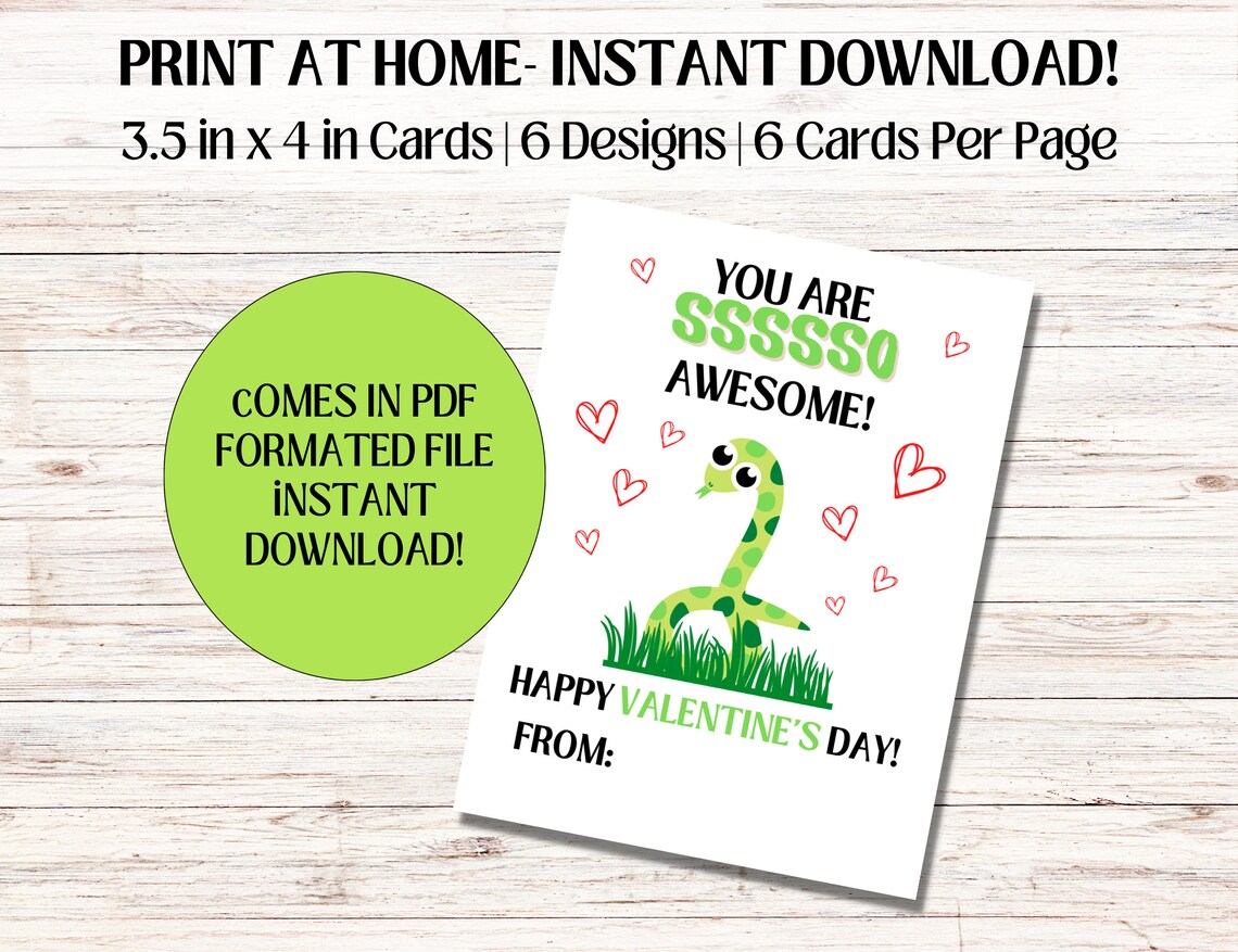 Wild Animal Valentine's Day Cards for Kids | Jungle Instant Printable ...