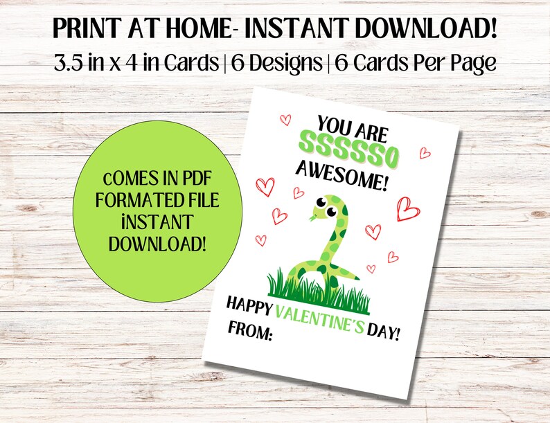 Wild Animal Valentine's Day Cards for Kids | Jungle Instant Printable ...