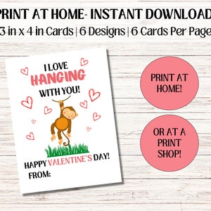 Wild Animal Valentine's Day Cards for Kids | Jungle Instant Printable ...