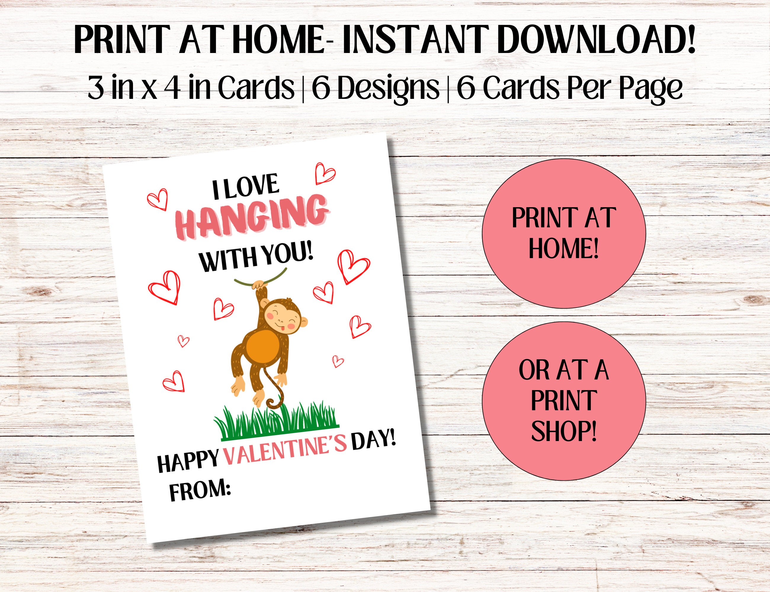 Wild Animal Valentine's Day Cards for Kids | Jungle Instant Printable ...