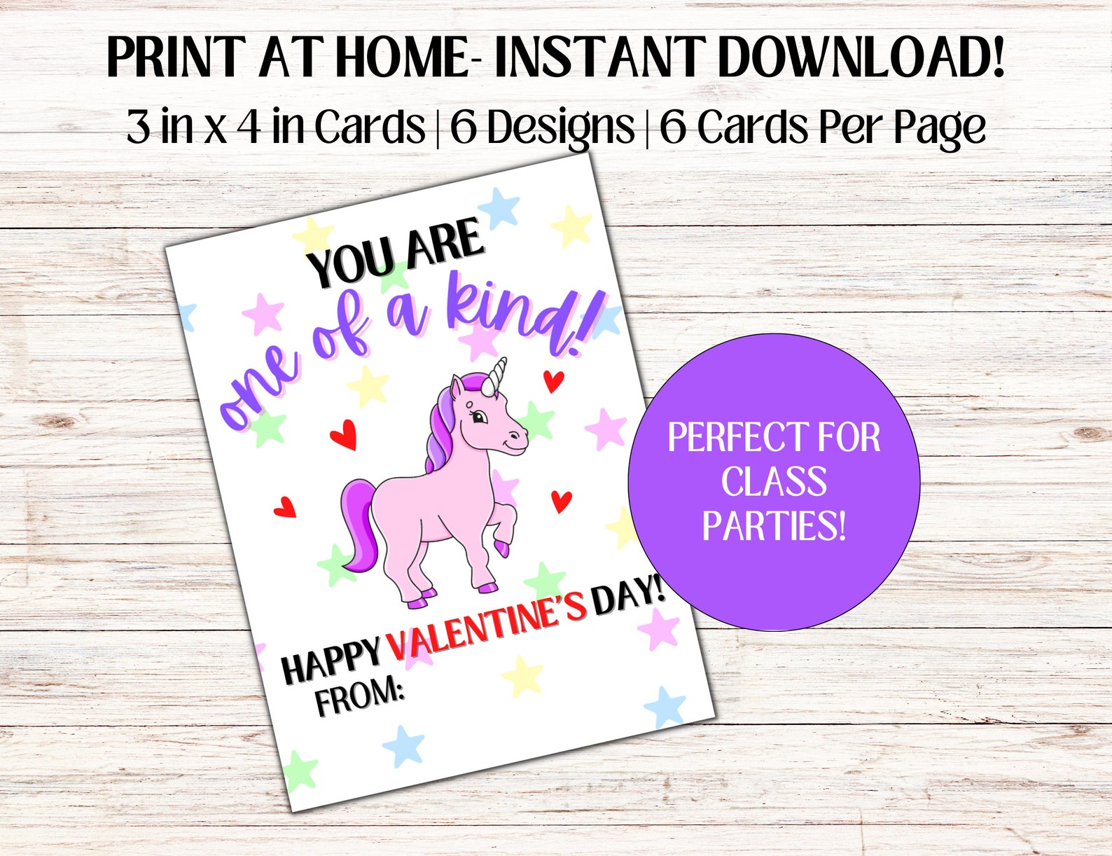 Unicorn Valentine Cards, Kids Valentine Cards, Printable School ...