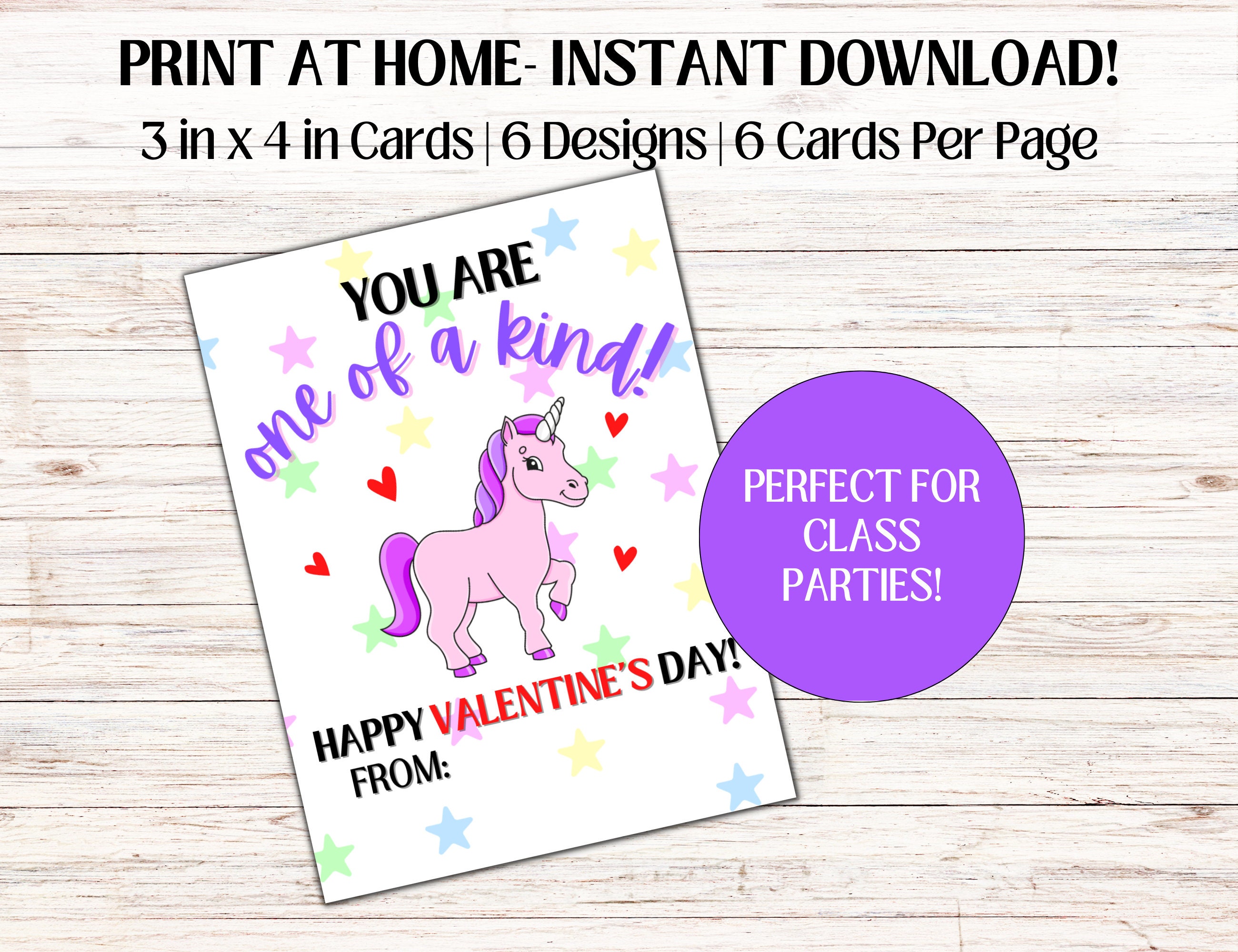 Unicorn Valentine Cards, Kids Valentine Cards, Printable School ...