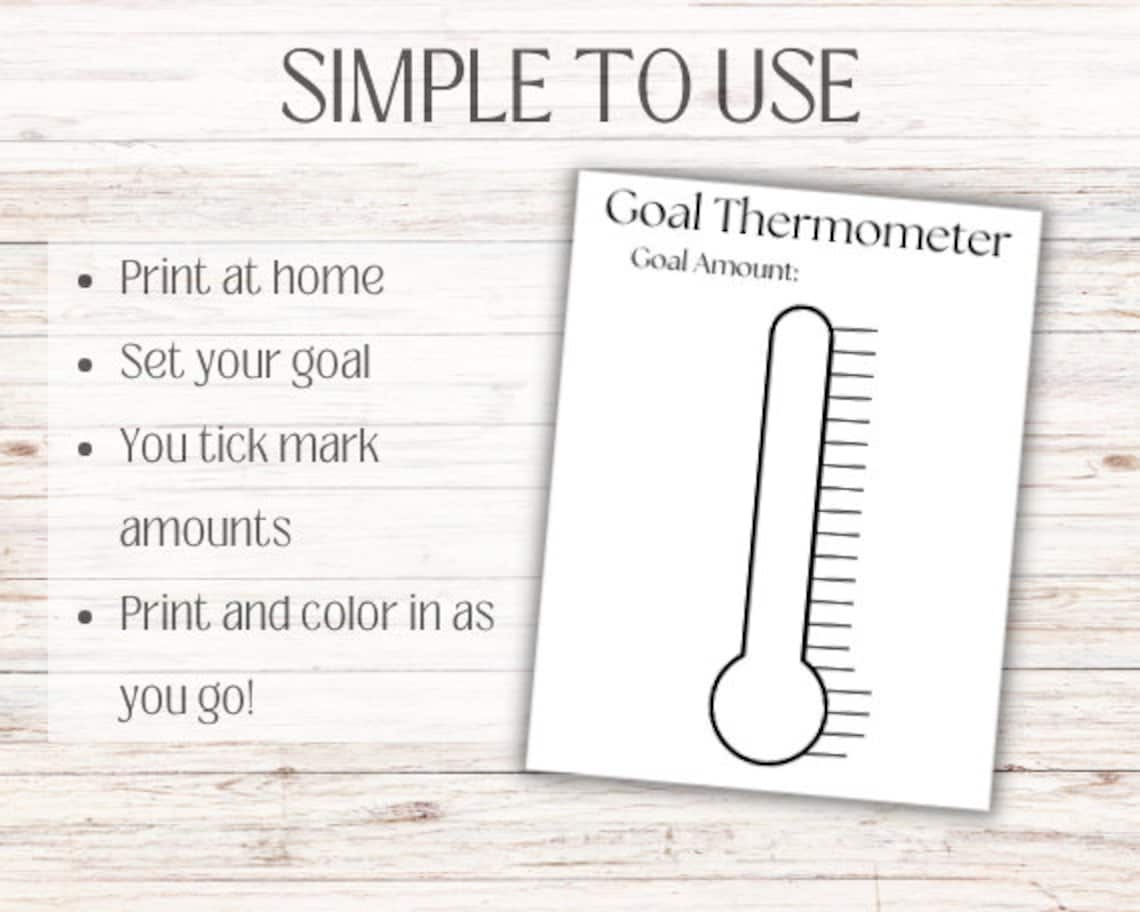 Goal Thermometer Printable| Savings Thermometer | Goal Challenge ...