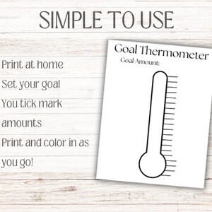 Goal Thermometer Printable| Savings Thermometer | Goal Challenge ...