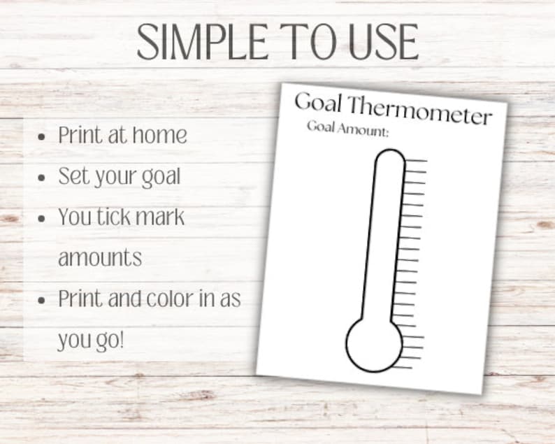 Goal Thermometer Printable| Savings Thermometer | Goal Challenge ...