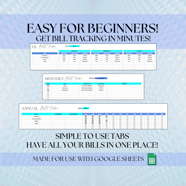Bill Tracker Payment Organizer, Google Sheets Bill Tracker, Payment ...