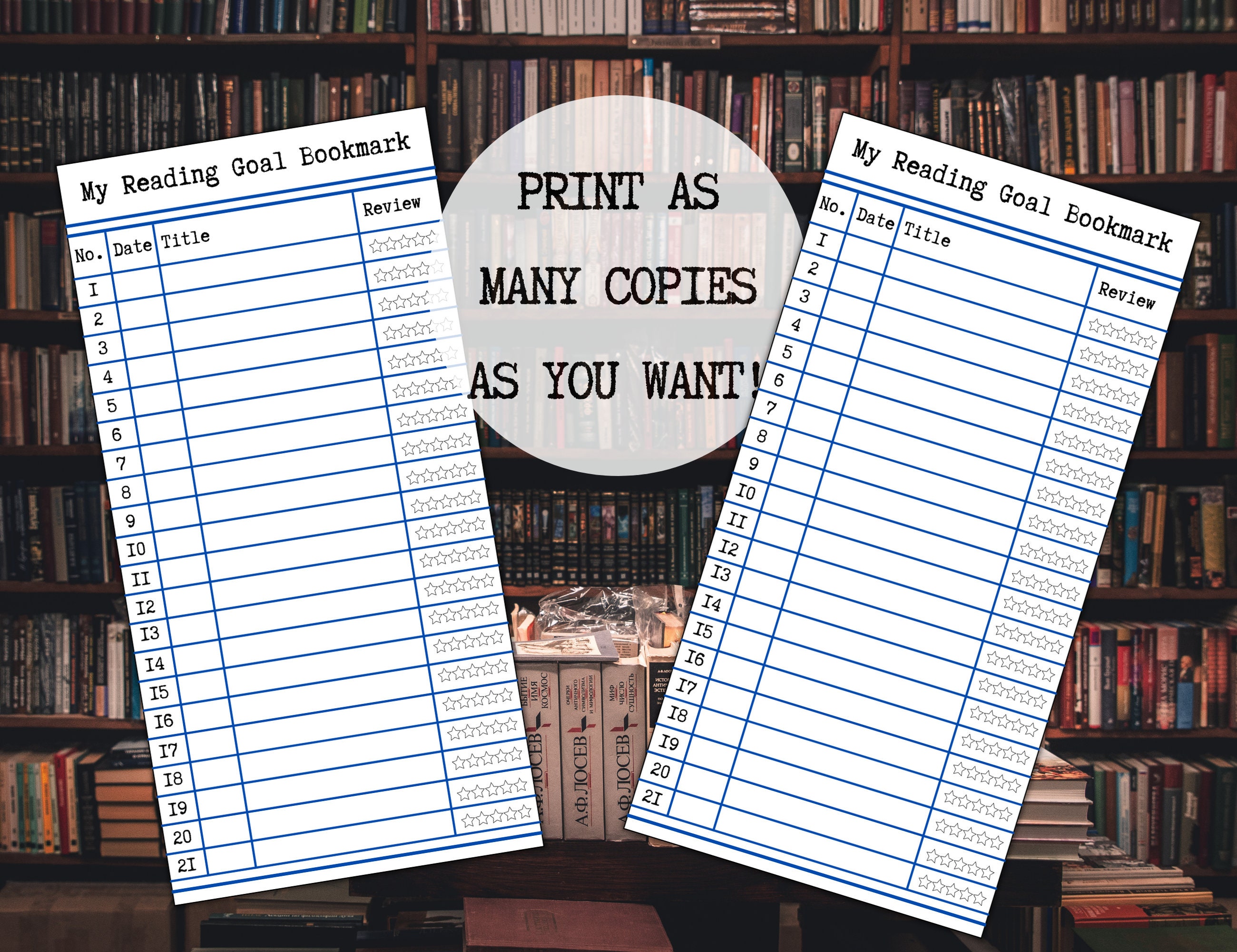 Printable Bookmark Tracker | Printable Reading Tracker | Library Card ...