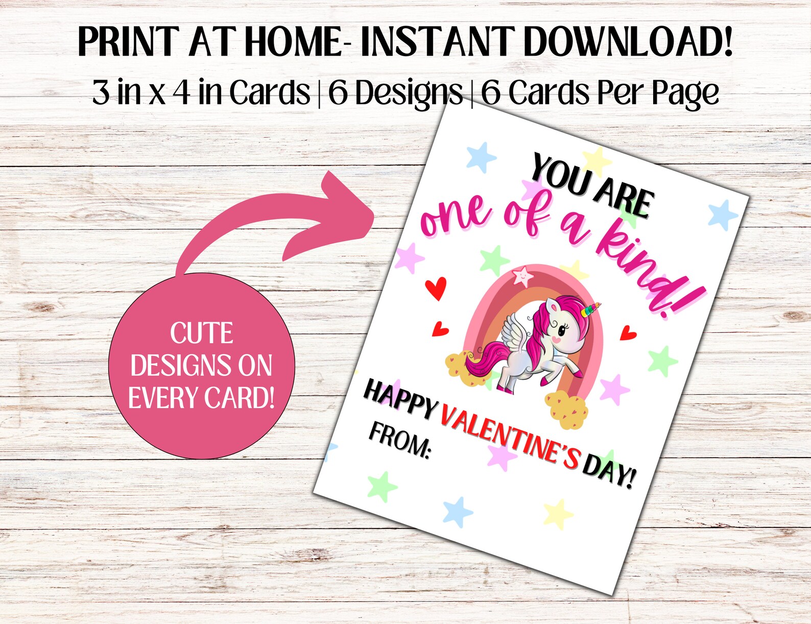Unicorn Valentine Cards, Kids Valentine Cards, Printable School ...