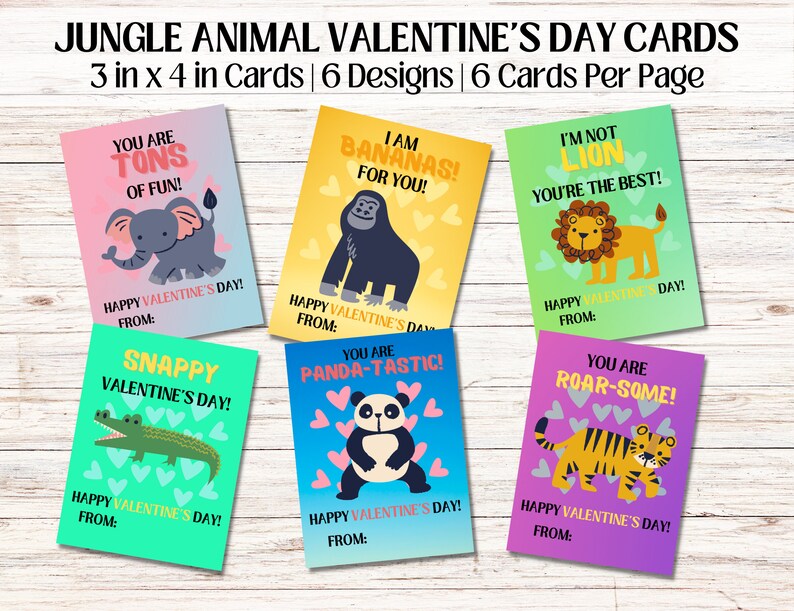 Animal Valentine Printable Cards for Kids| Wild Animal Valentine's Day ...
