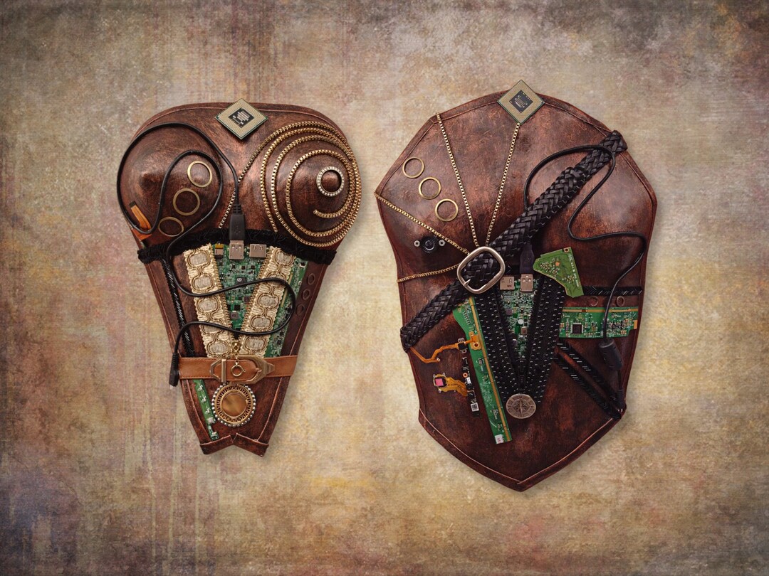 Cyborg Wall Art Sculptures female and Male Embellished With Computer ...