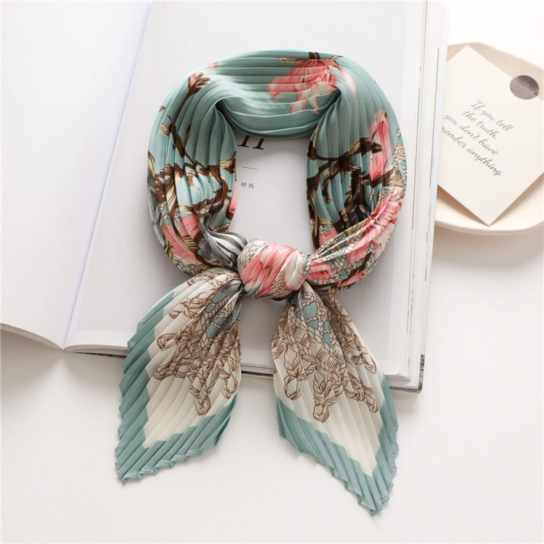 Pleated Scarfs for Women/diamond-shaped Scarf/silk Hair Scarf/bandana ...