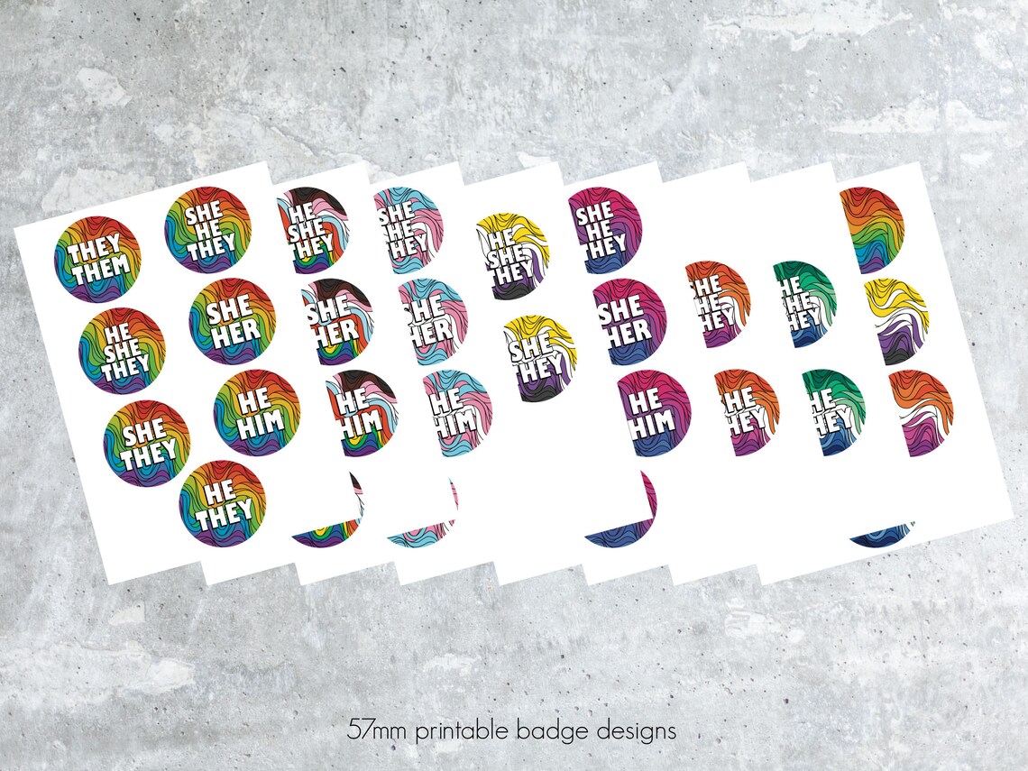 Pronoun Badges | Digital Download | Pride Flags | 35mm and 57mm Badge ...
