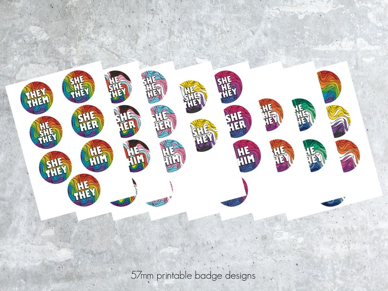 Pronoun Badges | Digital Download | Pride Flags | 35mm and 57mm Badge ...