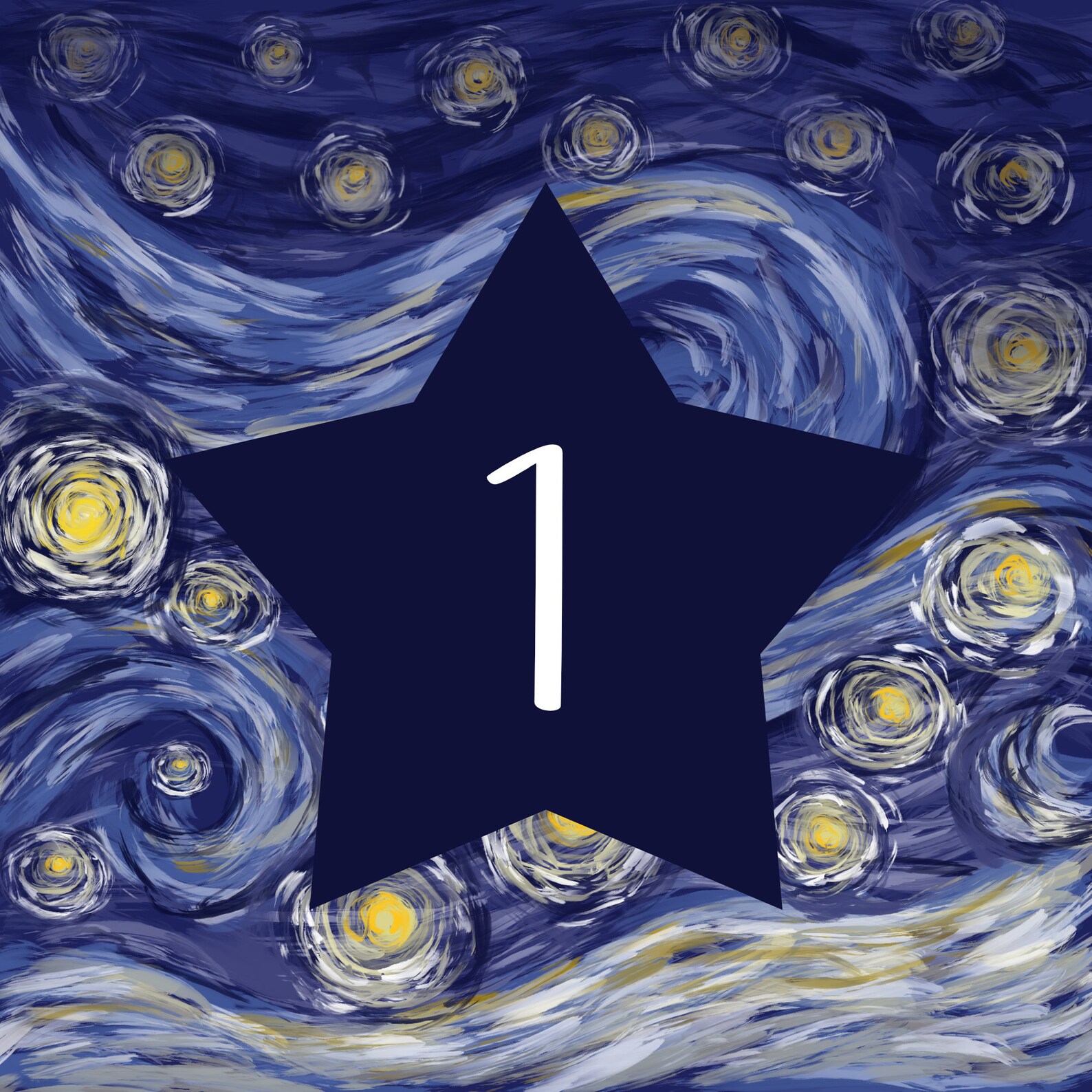 Advent Calendar Physical Set Starry Night Van Gogh Christmas Star Daily ...