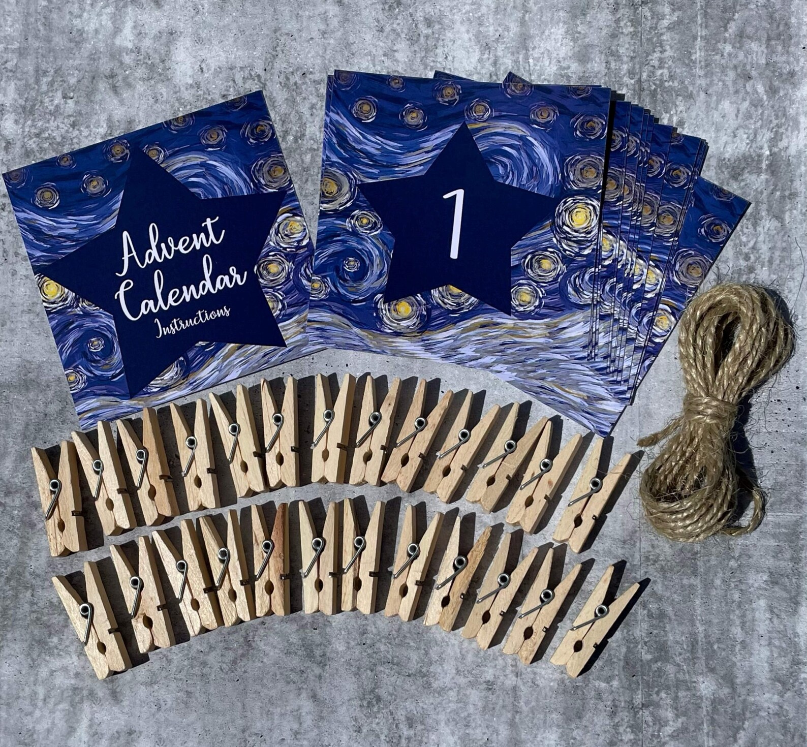 Advent Calendar Physical Set Starry Night Van Gogh Christmas Star Daily ...