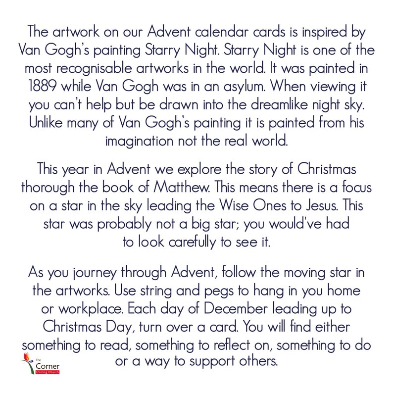 Advent Calendar Physical Set Starry Night Van Gogh - Etsy