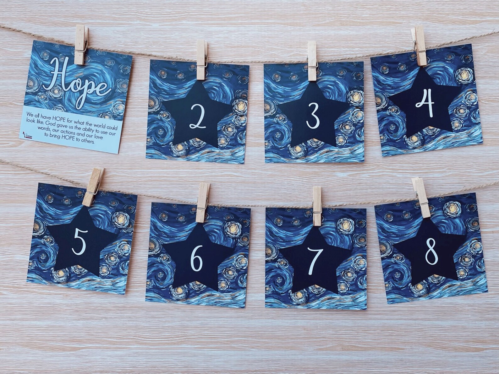 Advent Calendar Physical Set Starry Night Van Gogh Christmas Star Daily ...