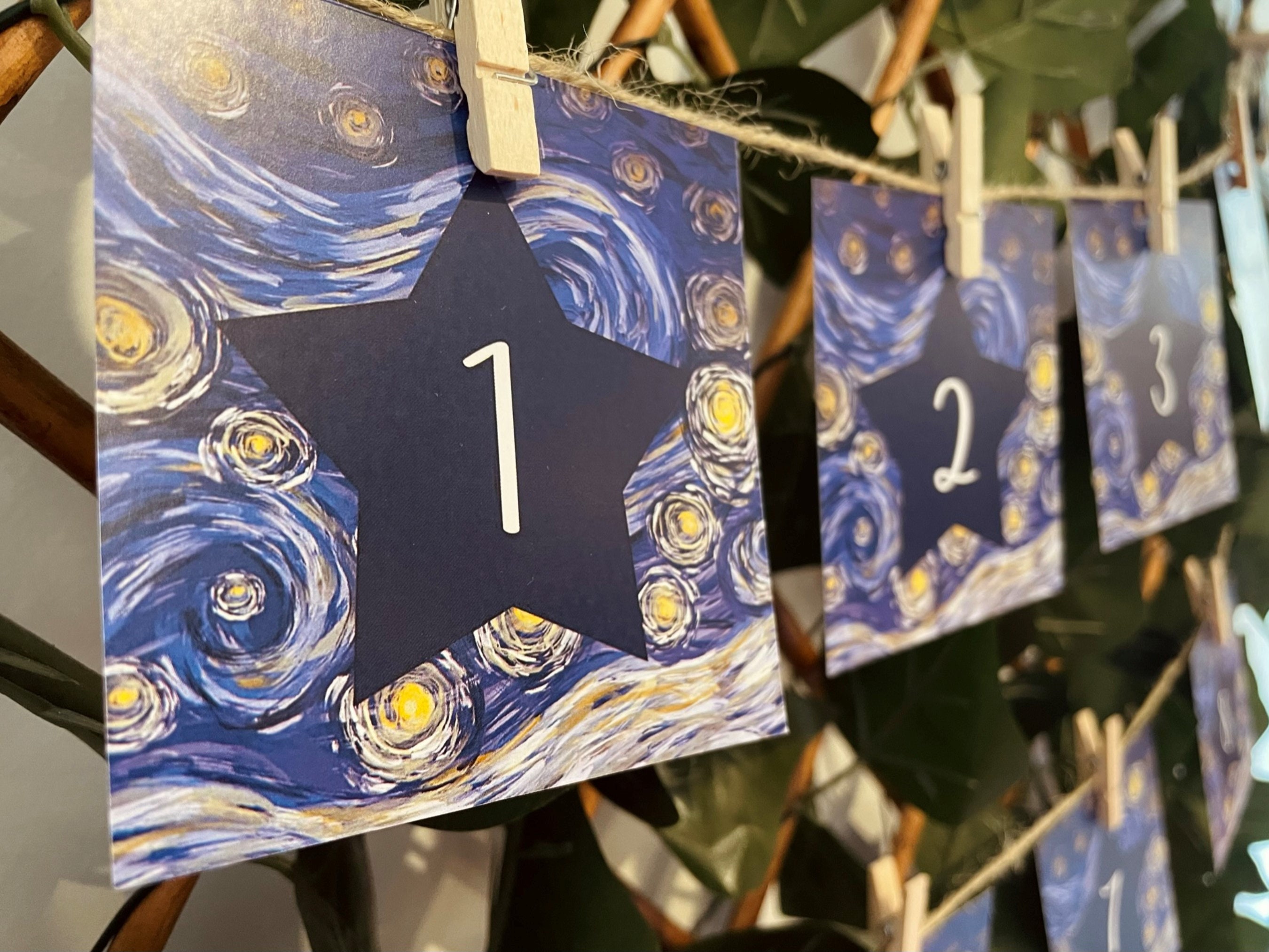 Advent Calendar Physical Set Starry Night Van Gogh Christmas Star Daily ...