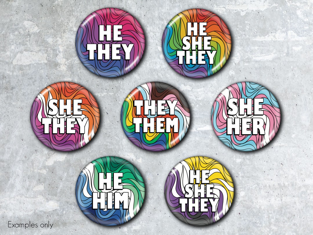 Pronoun Badges | Digital Download | Pride Flags | 35mm and 57mm Badge ...