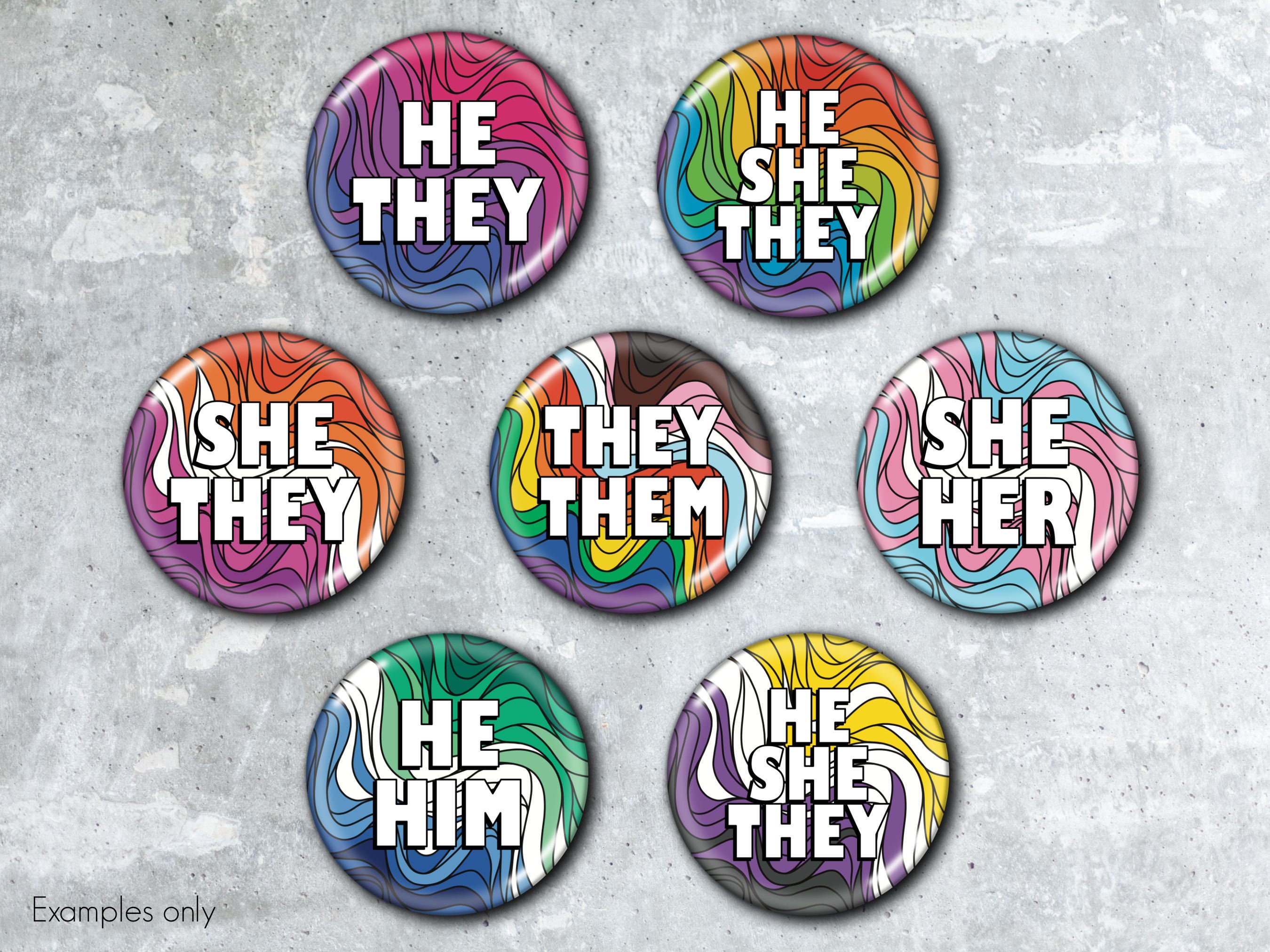 Pronoun Badges | Digital Download | Pride Flags | 35mm and 57mm Badge ...