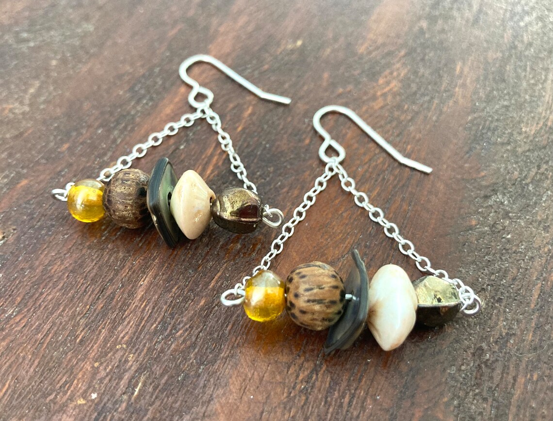 Handmade Dangly Earrings, Sterling Silver Chain and Earring Wires ...