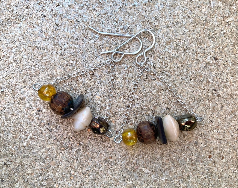 Handmade Dangly Earrings, Sterling Silver Chain and Earring Wires ...