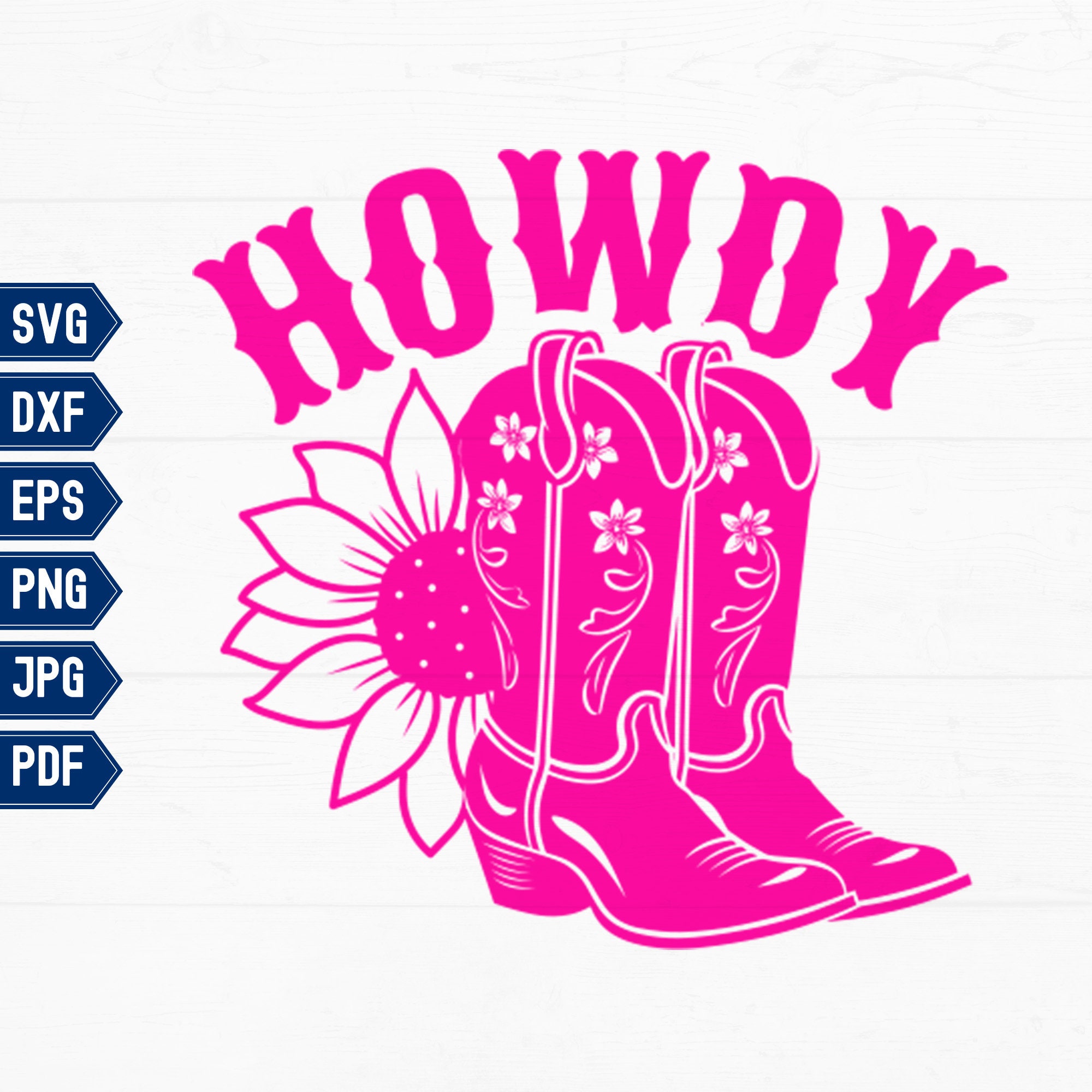 Cowgirl SVG, Howdy Wavy Text With Boots and Flower, Rodeo Svg, Western ...