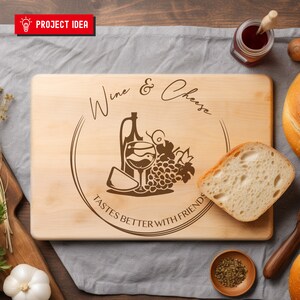 Wine and Cheese Charcuterie Svg File, Cutting Board Svg, Grazing Board Svg, Cheese Board, Laser ...