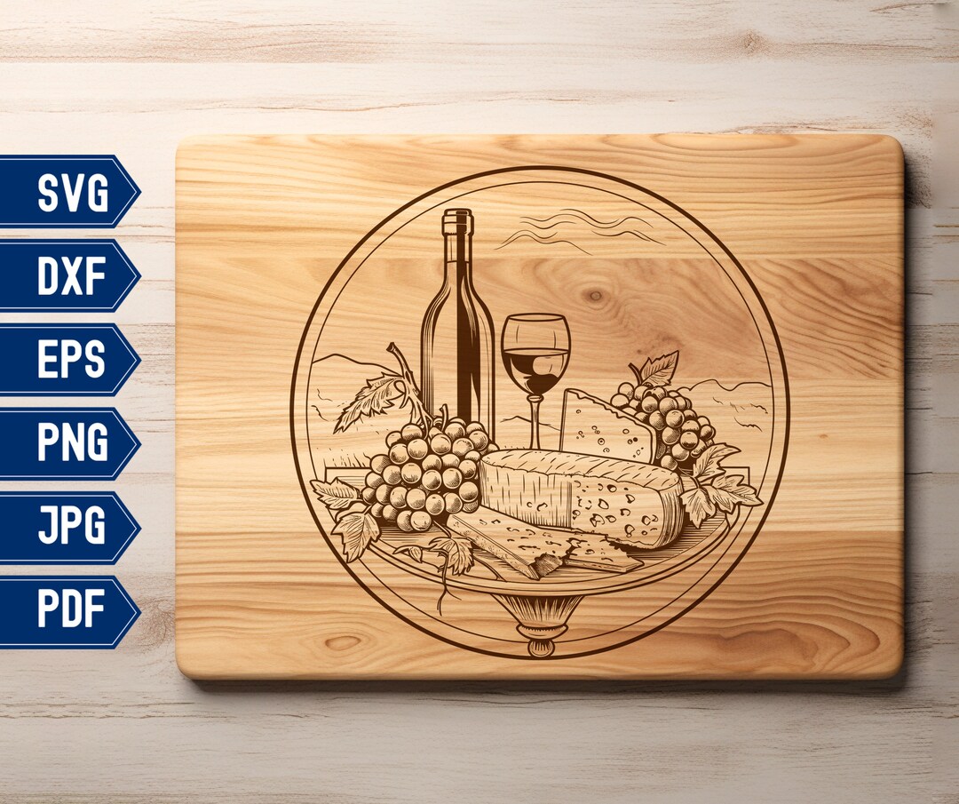 Charcuterie Board Svg File, Wine and Cheese, Cheese Board Svg, Chopping ...